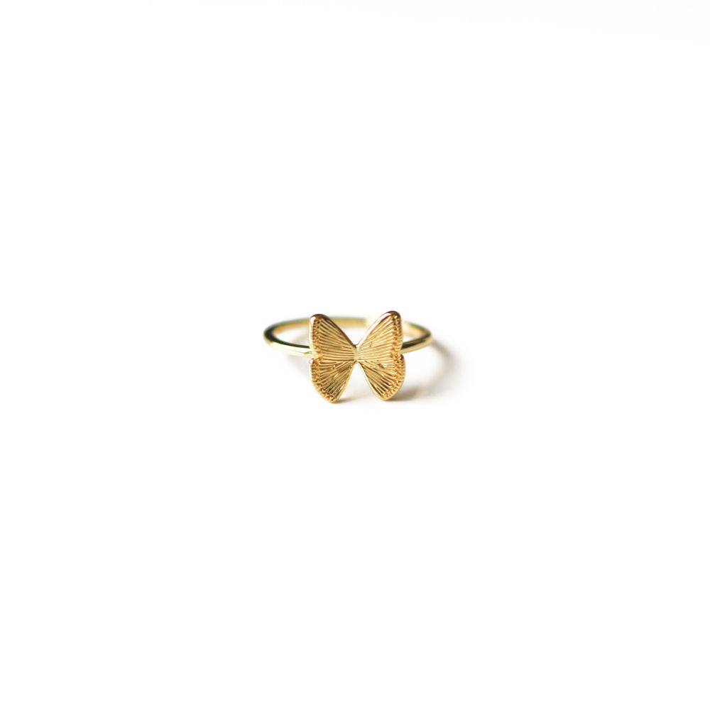 Jewmei Born to Fly 14K Gold Plated Butterfly Ring Gold